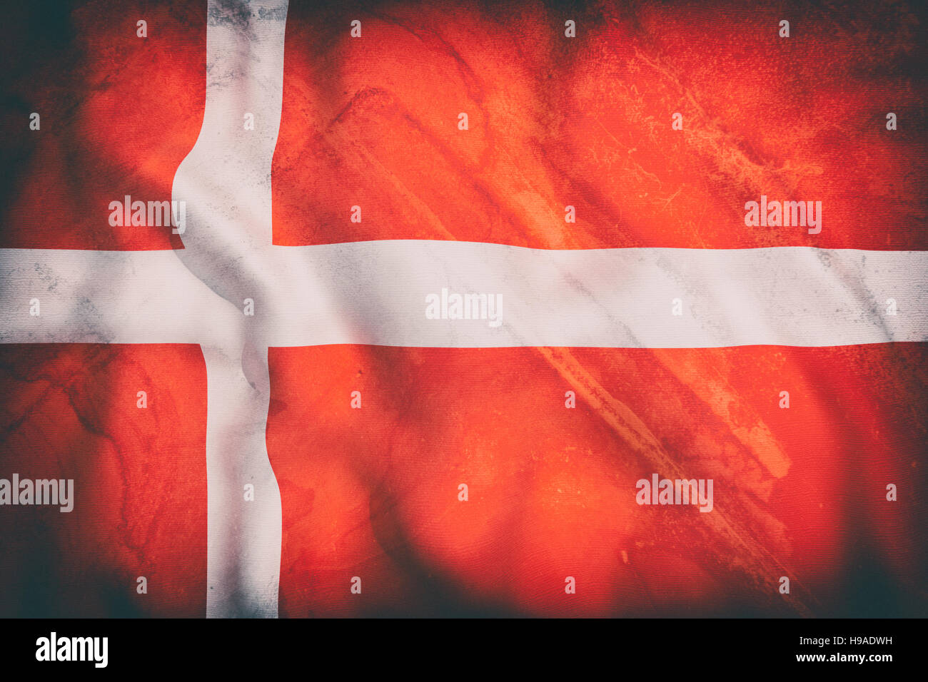 3d rendering of an old Denmark flag waving Stock Photo - Alamy