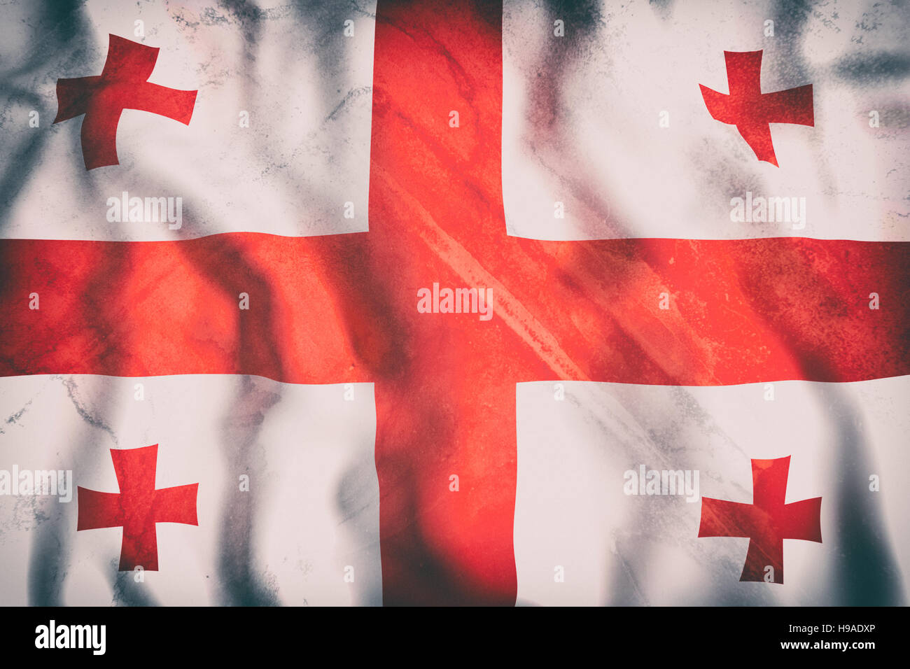 3d rendering of an old Georgia flag waving Stock Photo - Alamy