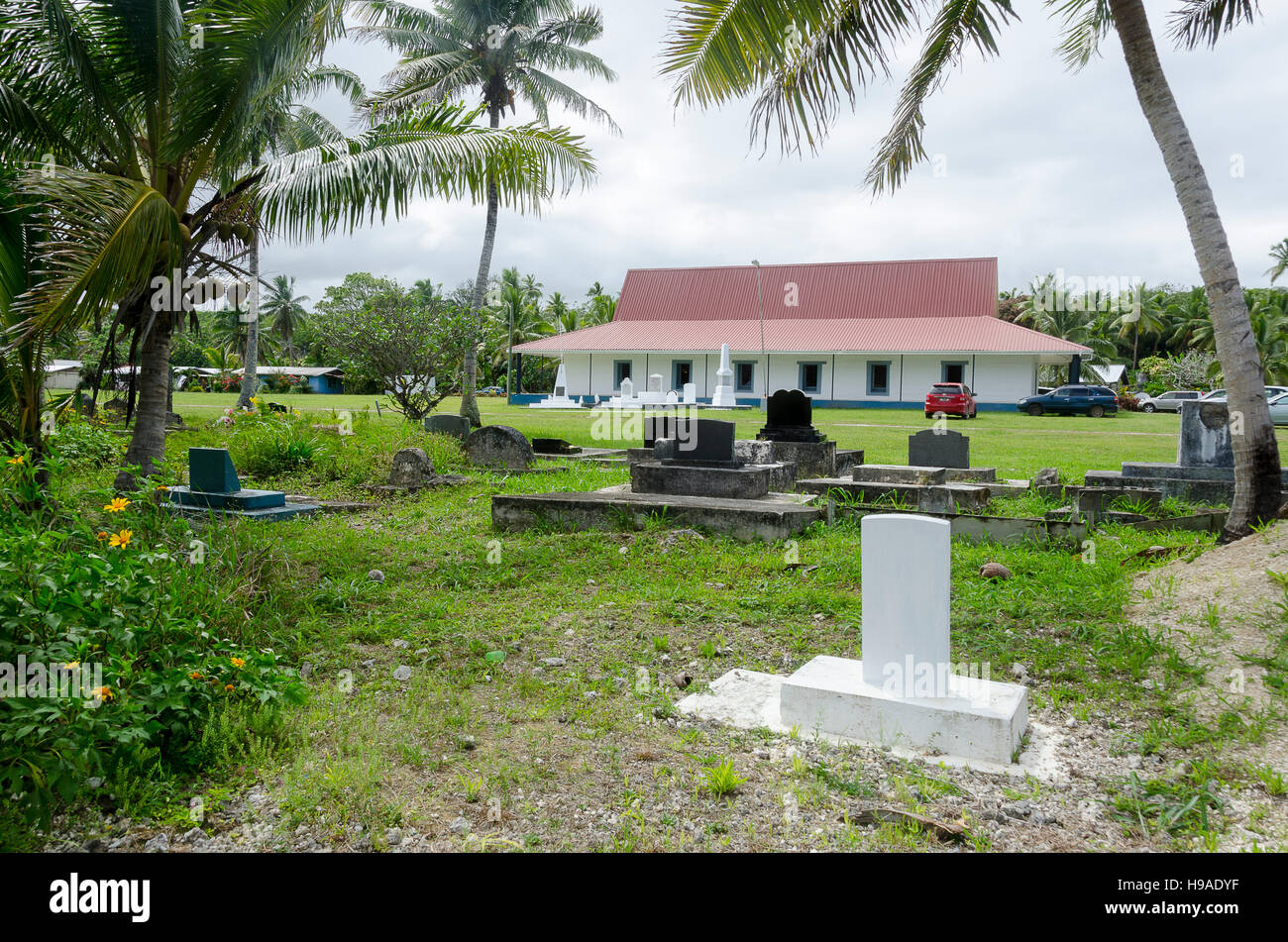 Church in centre of village, Tuapa, Niue, South Pacific, Oceania Stock ...