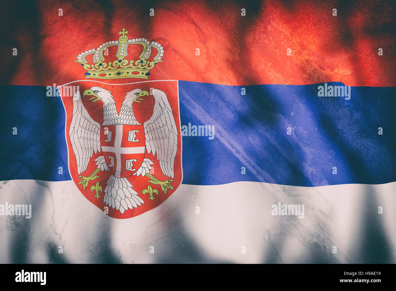 3d rendering of an old Republic of Serbia flag waving Stock Photo - Alamy