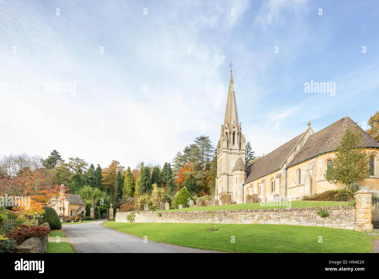 St. Mary's parish church in the Cotswold village of Batsford ...