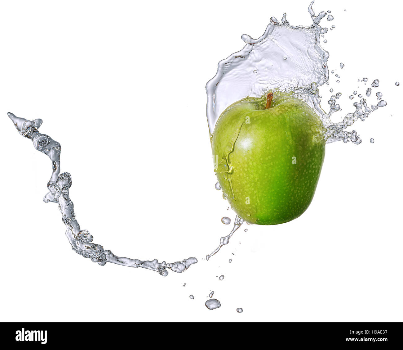 Water splash with apple isolated Stock Photo - Alamy