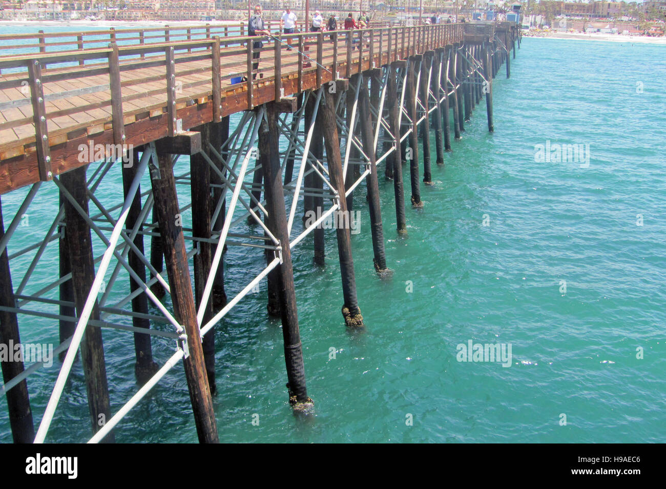Oceanside pier, Oceanside, San Diego County, California, USA. View from sea to beach Stock Photo ...