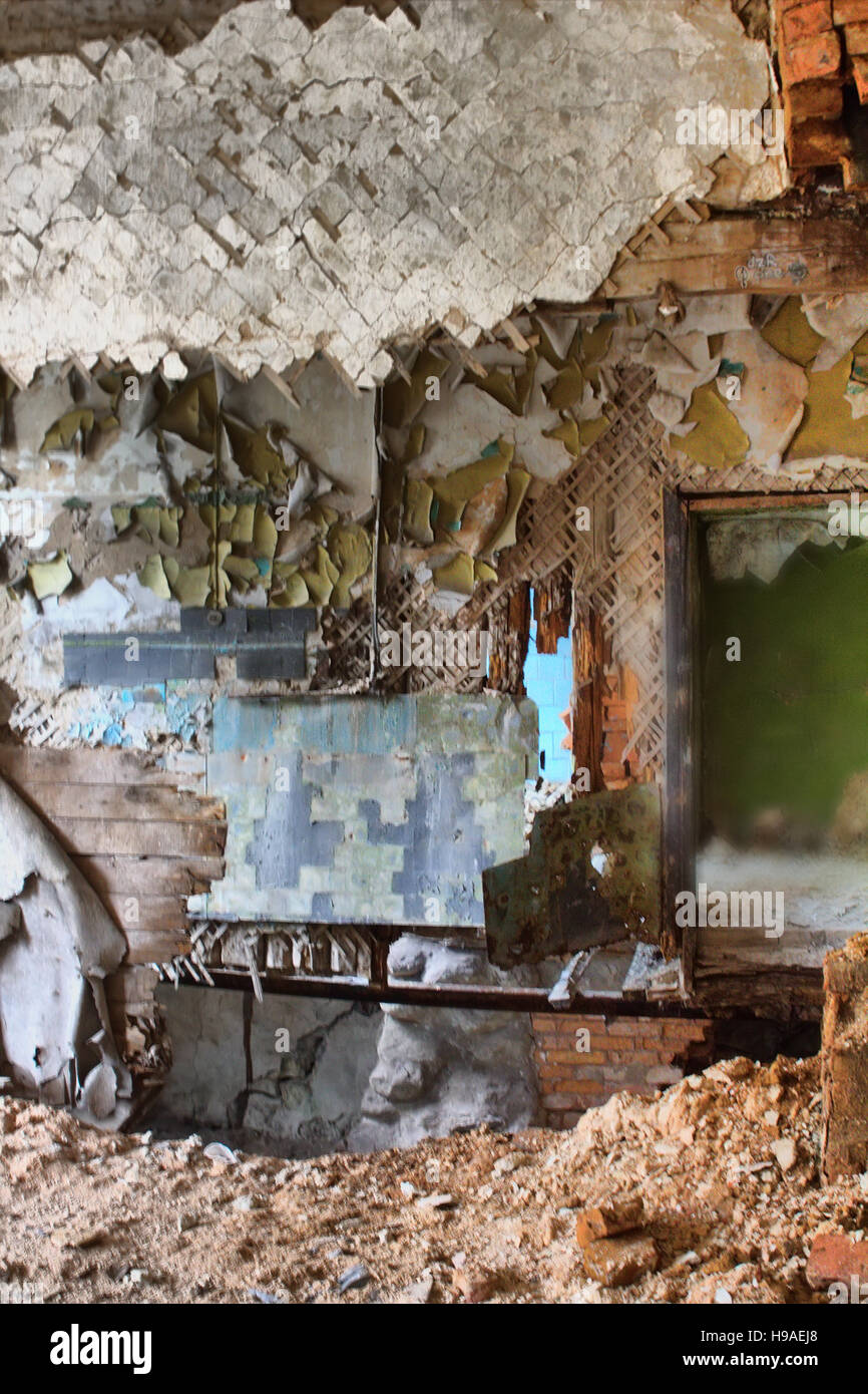 very old dilapidated dangerously unstable crumbling house Stock Photo ...