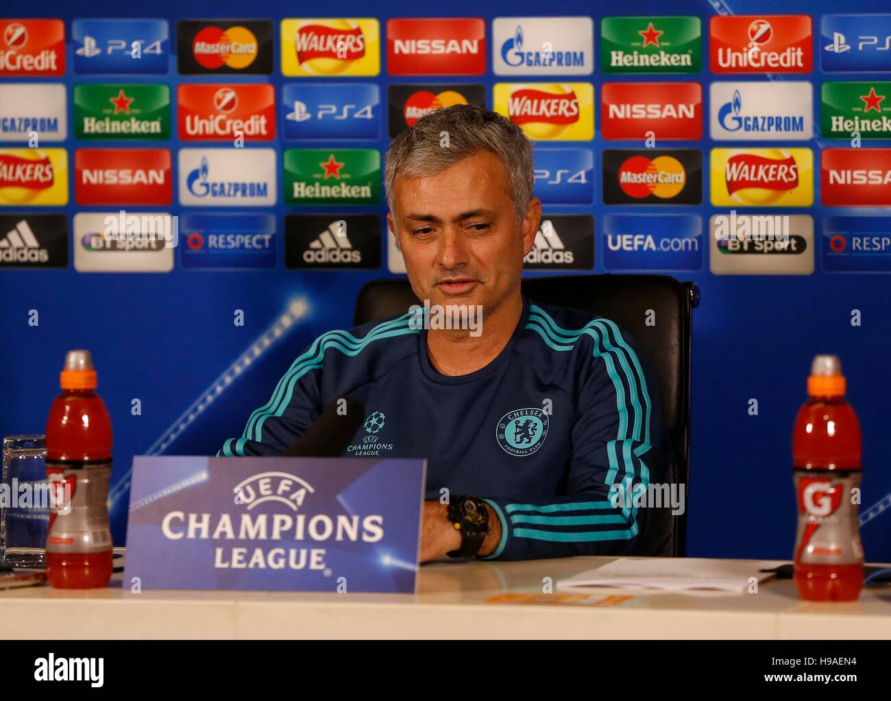 Jose Mourinho talks at a press conference prior to Wednesdays match ...