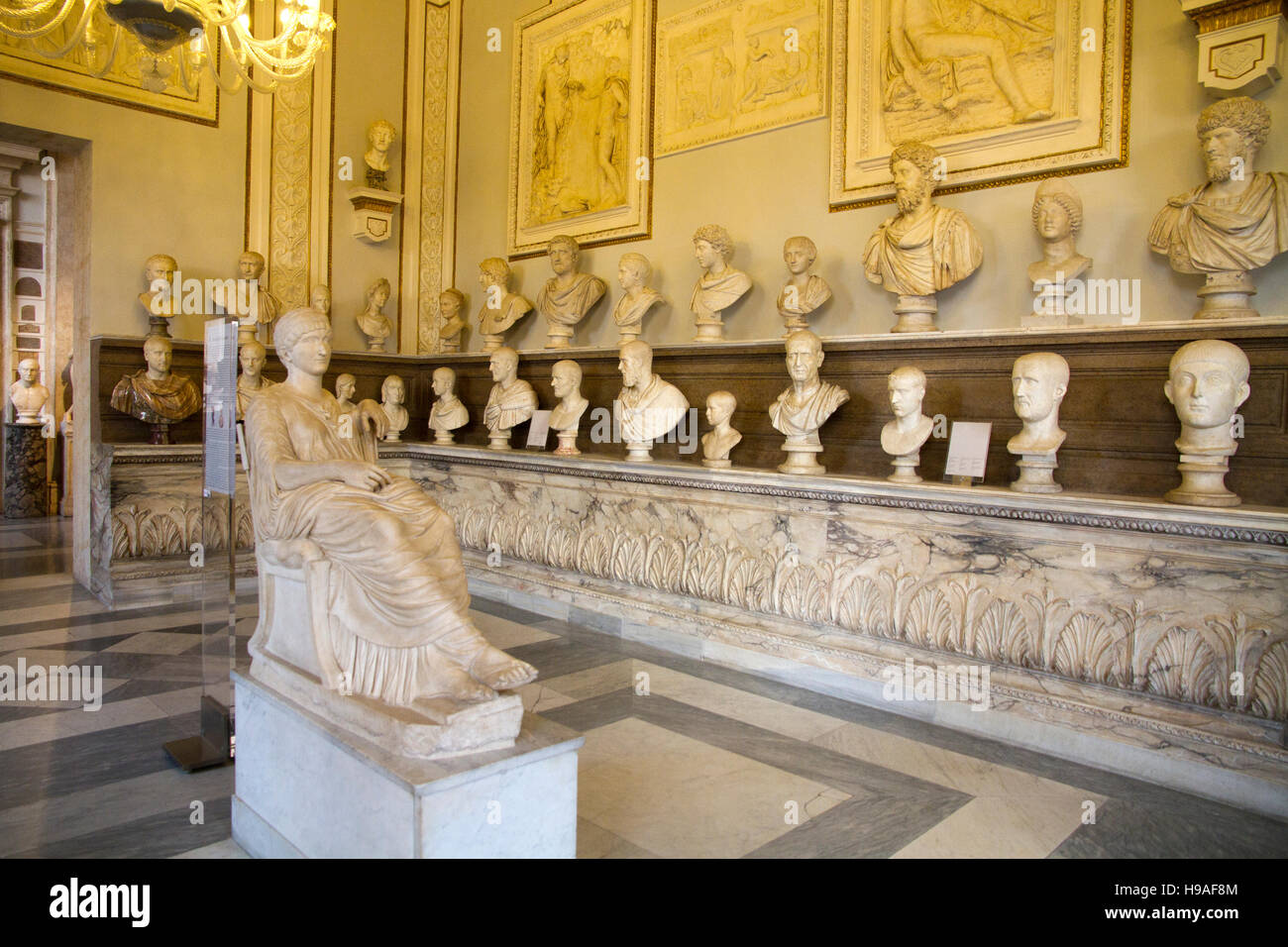 Stautes in emperors hall Capitoline museums, Rome, italy, musei ...