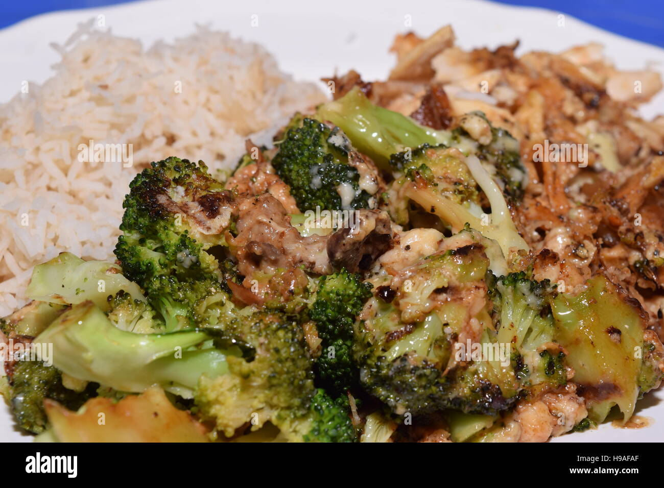 Succulent white rice with chicken stew Stock Photo - Alamy