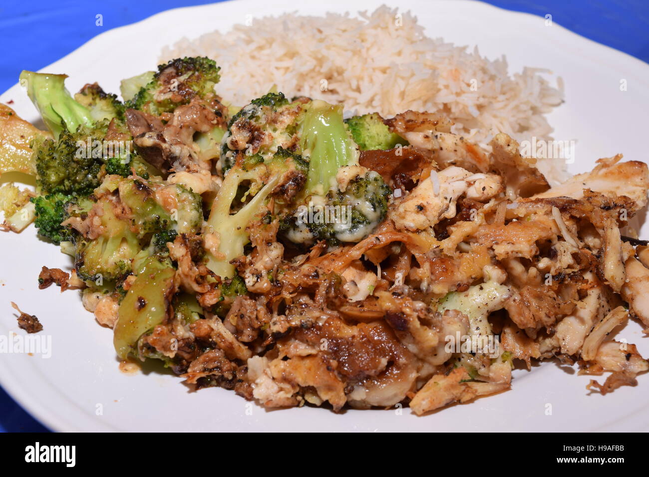 Succulent white rice with chicken stew Stock Photo - Alamy