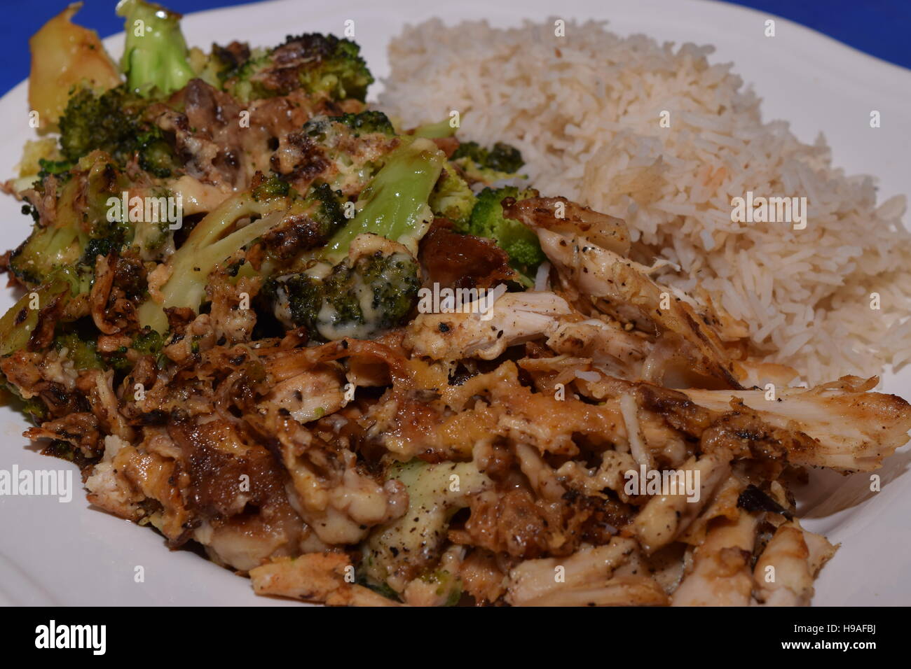 Succulent white rice with chicken stew Stock Photo - Alamy