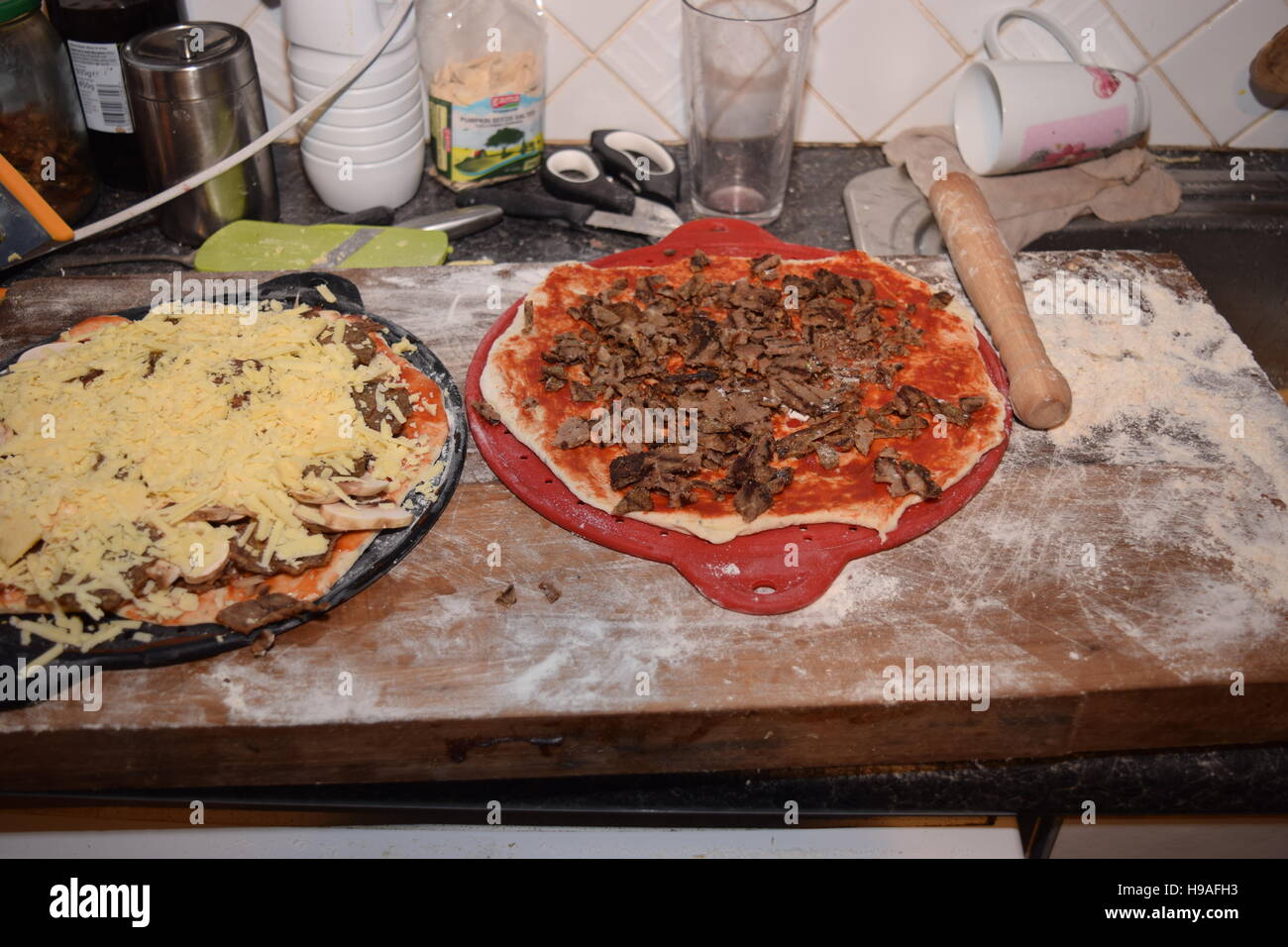 Meat feast pizza Stock Photo - Alamy
