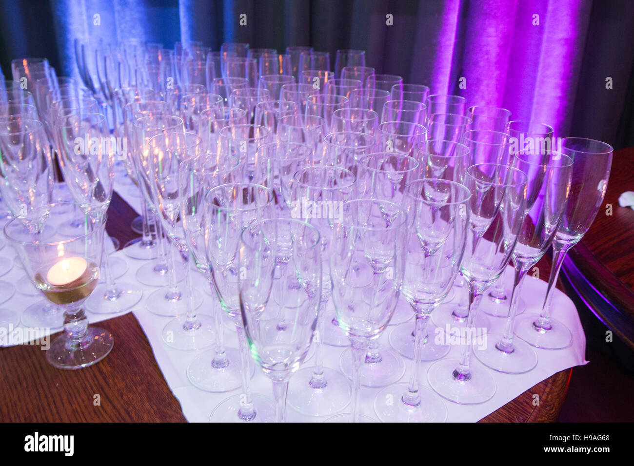 empty glasses ready for a party Stock Photo - Alamy