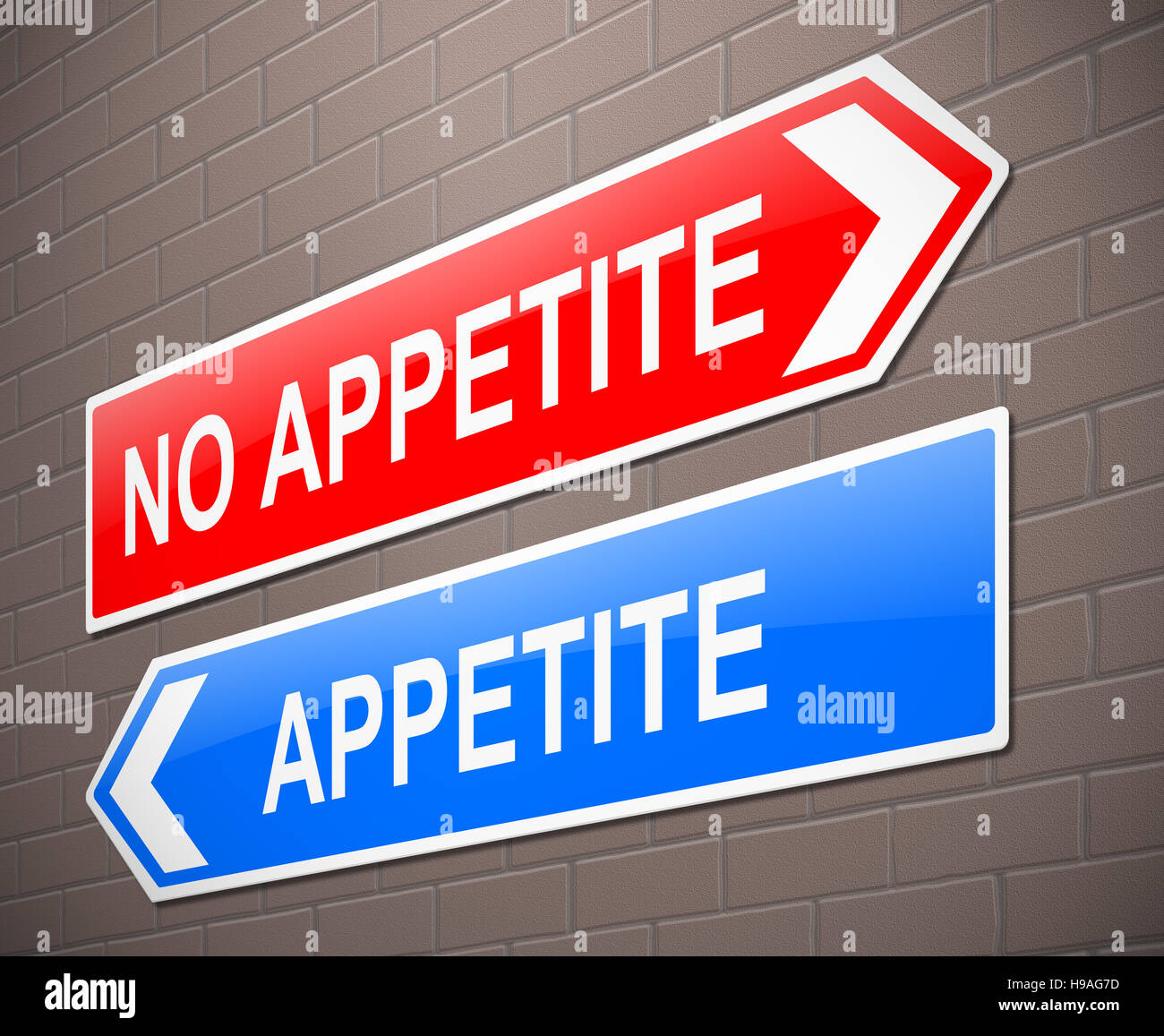 Illustration depicting a sign with an appetite or no appetite concept ...