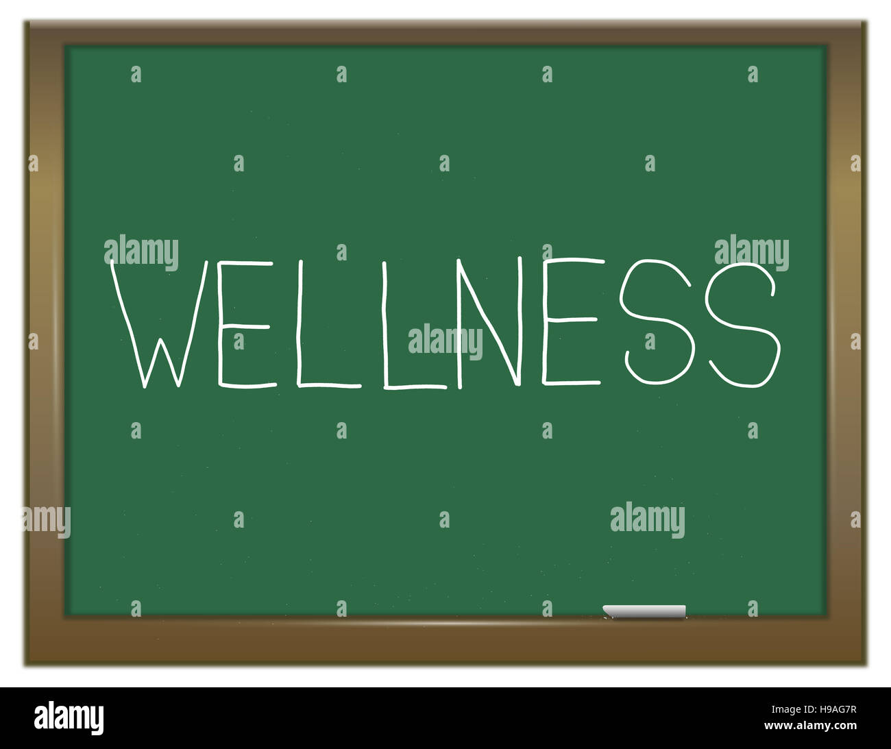 Illustration depicting a green chalkboard with a wellness concept Stock ...