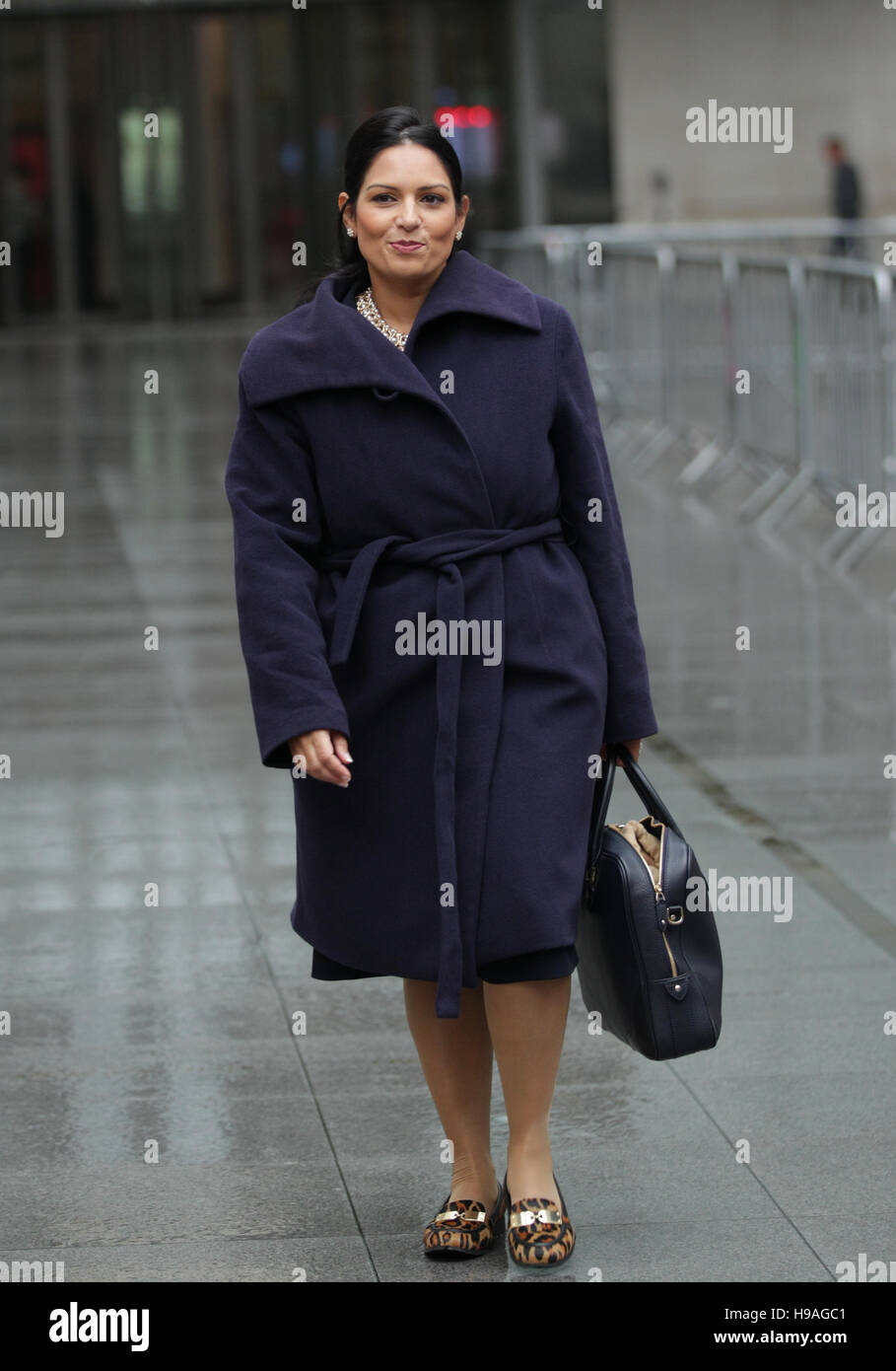 Priti Patel MP seen attending the Andrew Marr show at the BBC studios ...