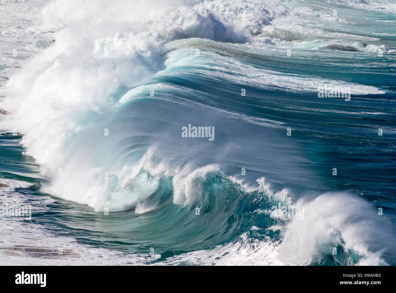 Big Ocean waves on the north shore of Oahu Hawaii at Waimea bay Stock ...