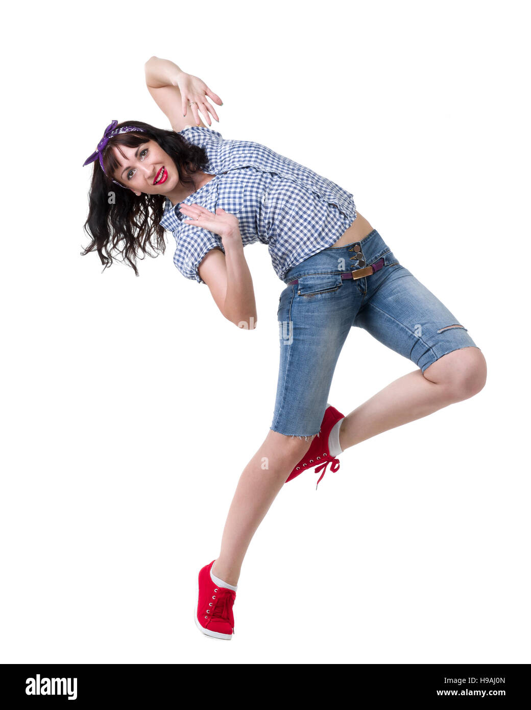 Aerobics fitness woman exercising isolated in full body Stock Photo - Alamy