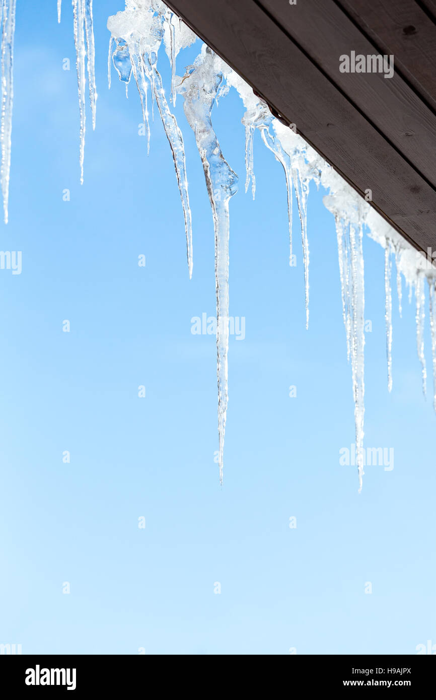 Icicles sparkling white ice hanging down Stock Photo - Alamy