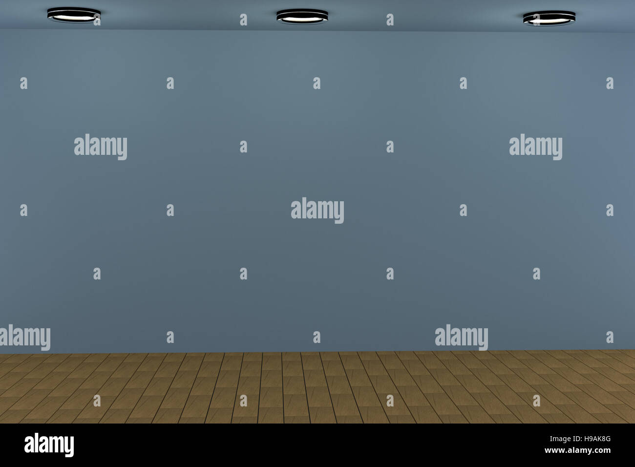 3d rendering of blue empty room with light bulbs Stock Photo - Alamy