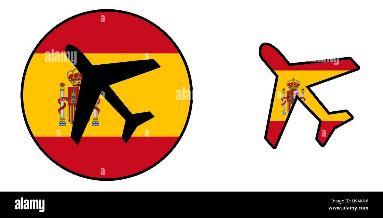 Nation flag - Airplane isolated on white - Spain Stock Photo - Alamy