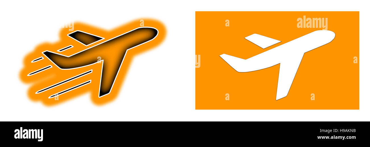 Solid flag - Airplane isolated on white - Orange Stock Photo - Alamy