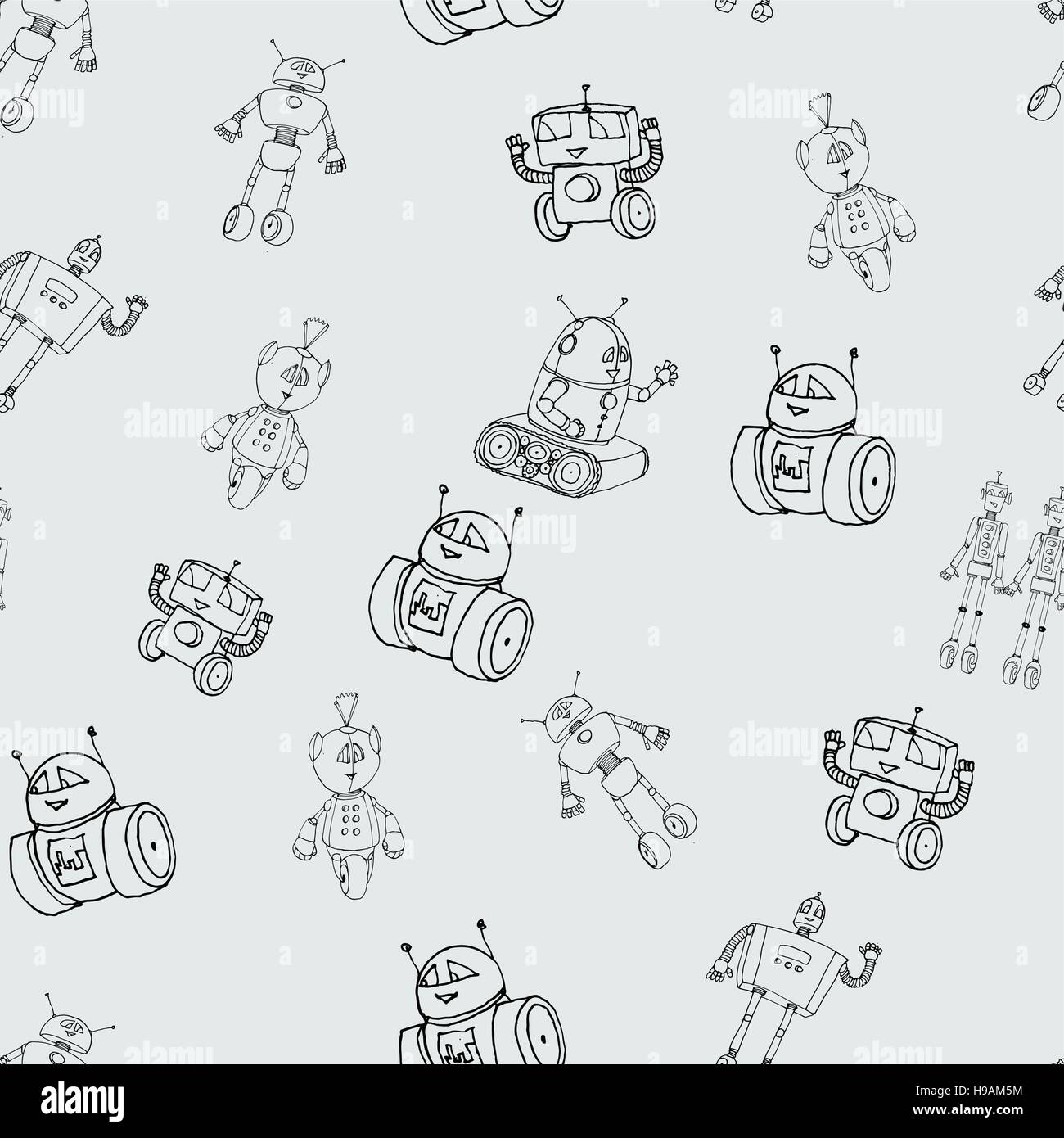 Robot doodles pattern Stock Vector Image & Art - Alamy