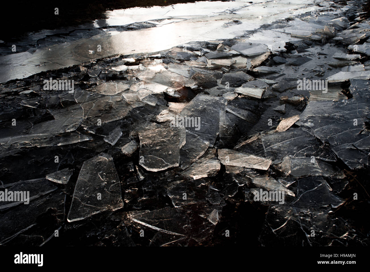 Spring background - meltinh and cracking ice Stock Photo - Alamy
