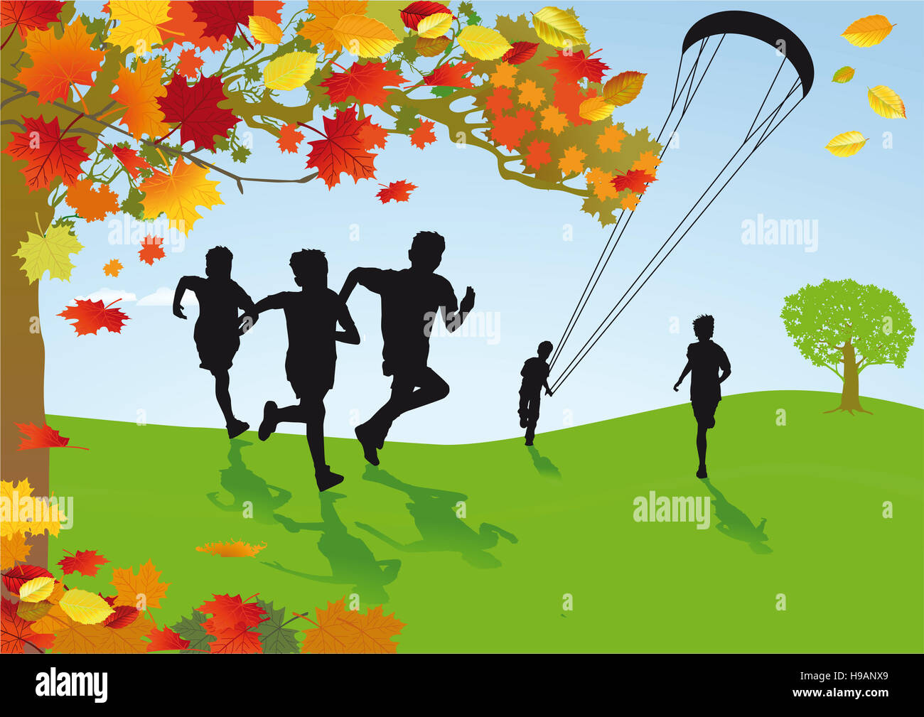 Children in autumnal scenery Stock Photo - Alamy