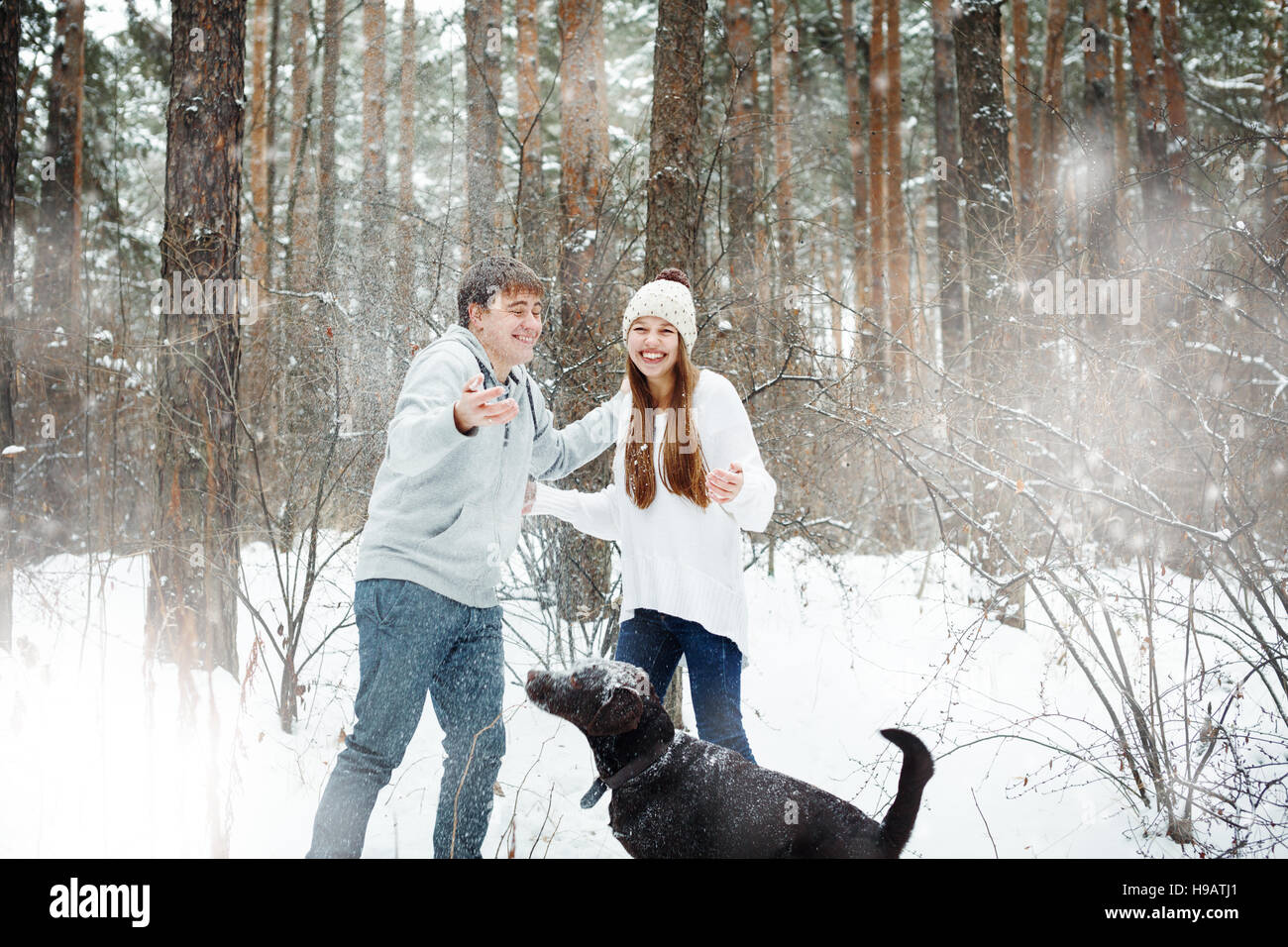 Woman dog having snowy hi-res stock photography and images - Alamy