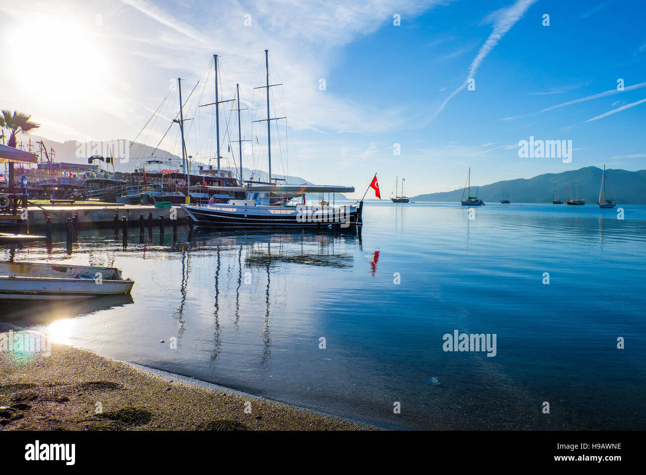 Beautiful blue seascape with ships, Marmaris Stock Photo - Alamy