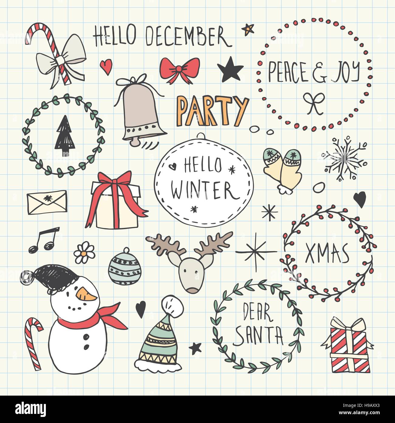 Christmas doodles set Stock Vector Image & Art - Alamy