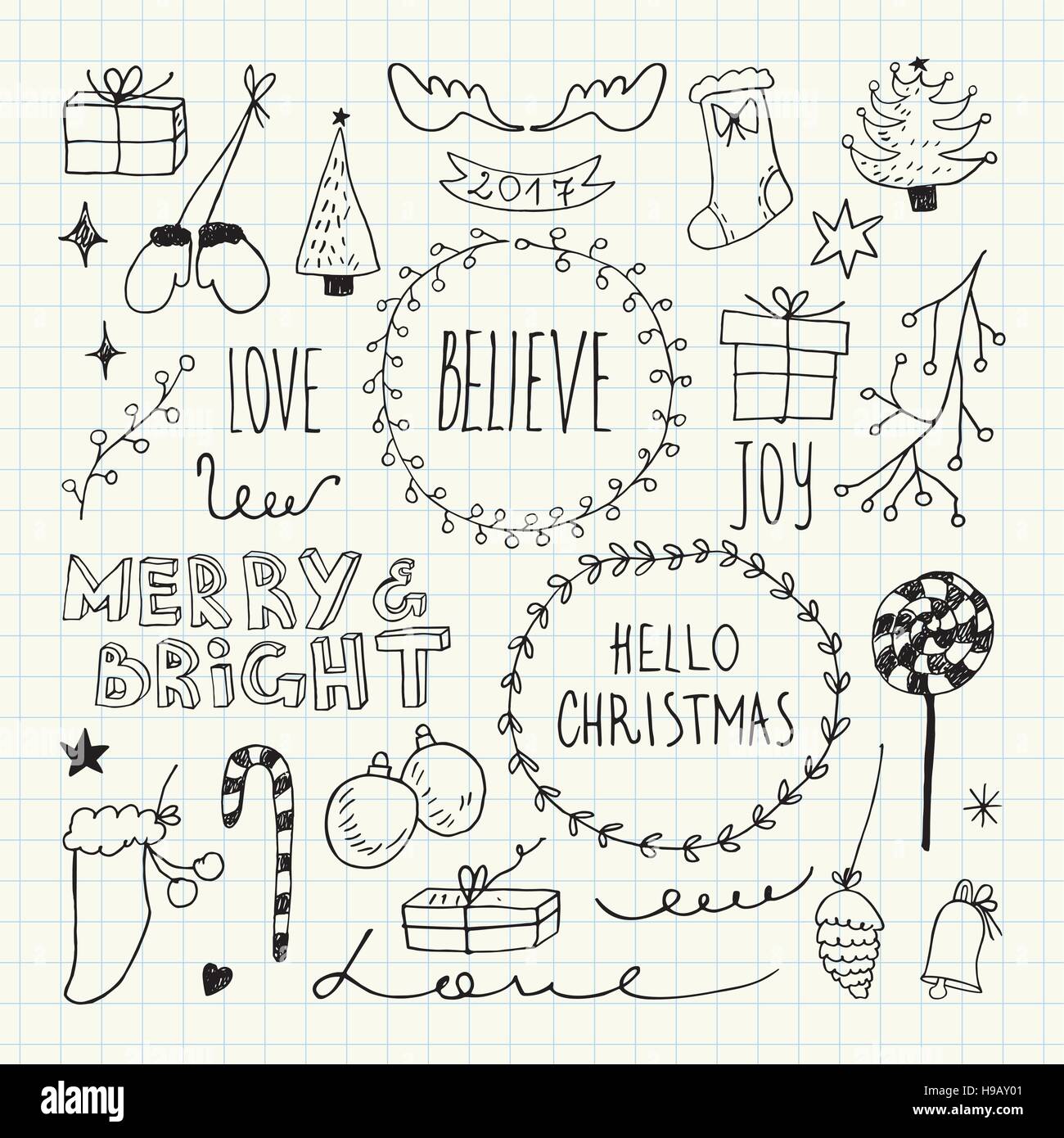 Doodle hand drawn wreath Stock Vector Images - Alamy