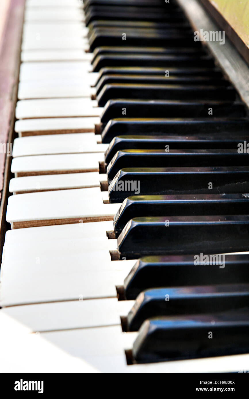 Piano buttons close-up perspective blur effect Stock Photo - Alamy