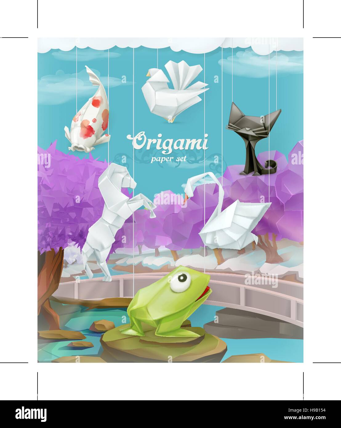 Origami paper set, vector background Stock Vector Image & Art - Alamy