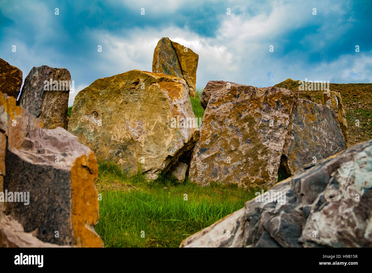 staked line stones in crawick multiverse , the landscape that reflects ...