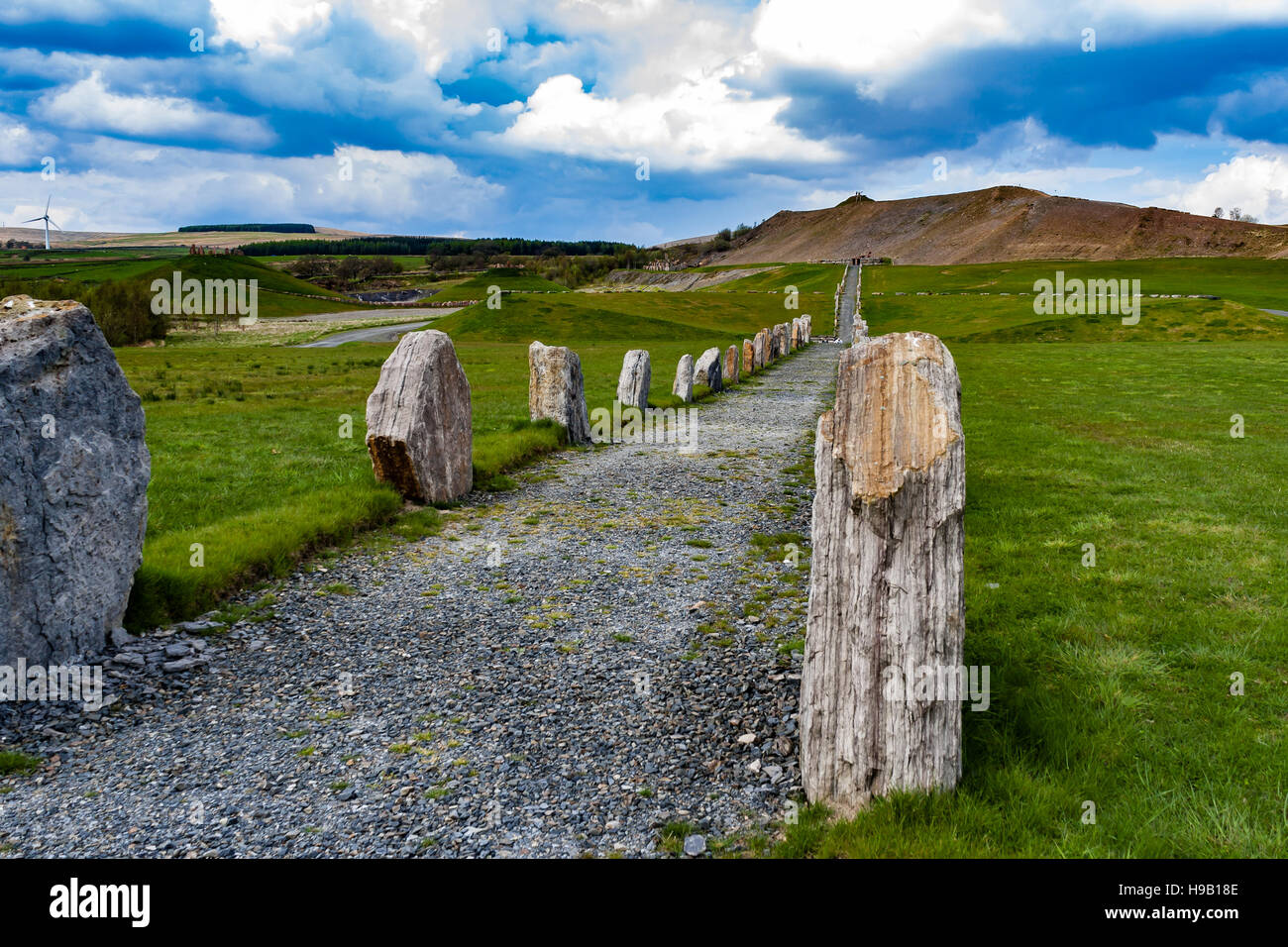 staked line stones creating the comet walk in crawick multiverse , the ...