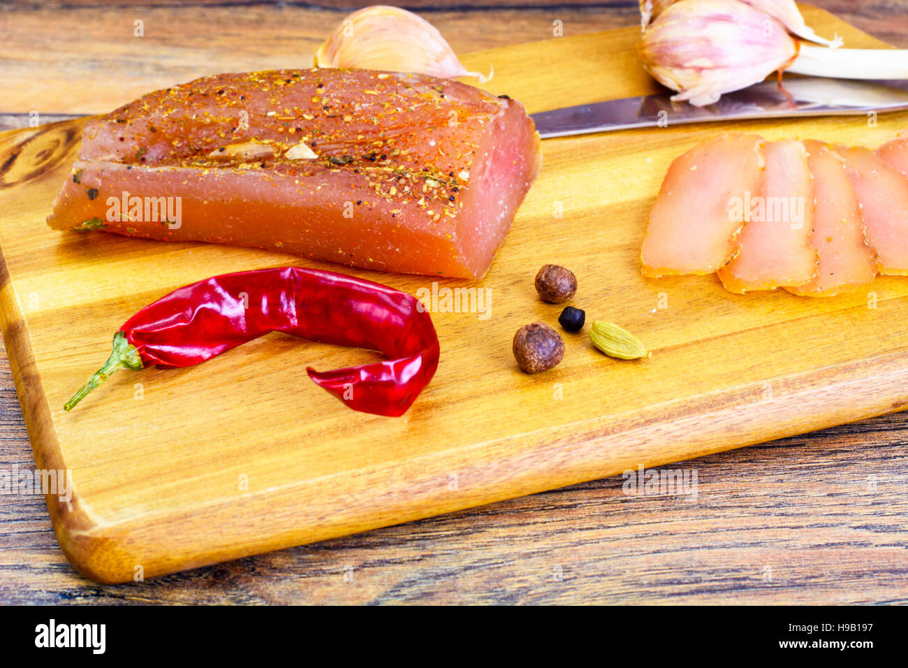 Cold Boiled Pork with Spice. Studio Photo Stock Photo - Alamy