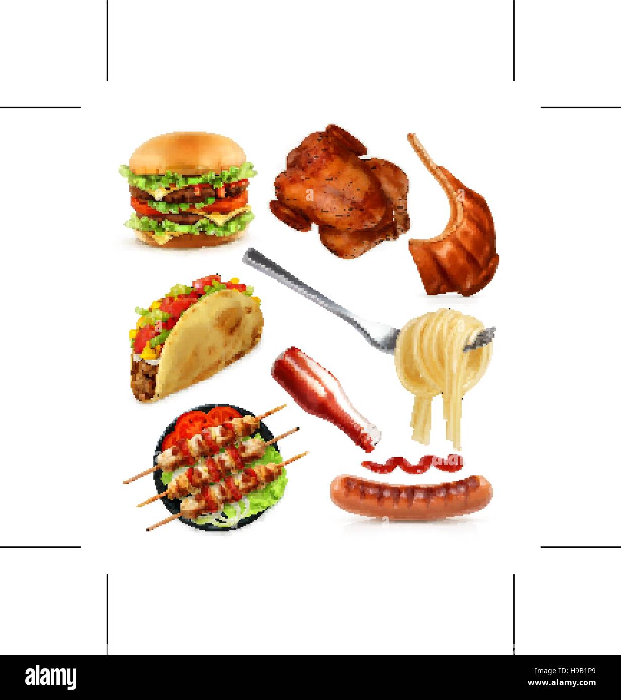 Set traditional fast food Stock Vector Images - Alamy