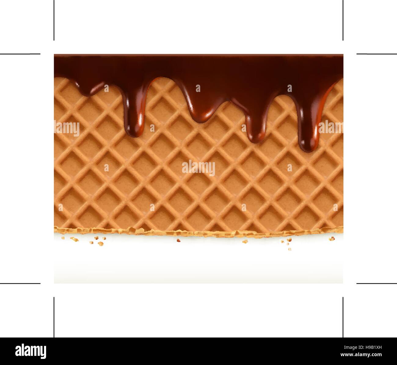 Waffles and chocolate, vector seamless horizontal pattern Stock Vector ...