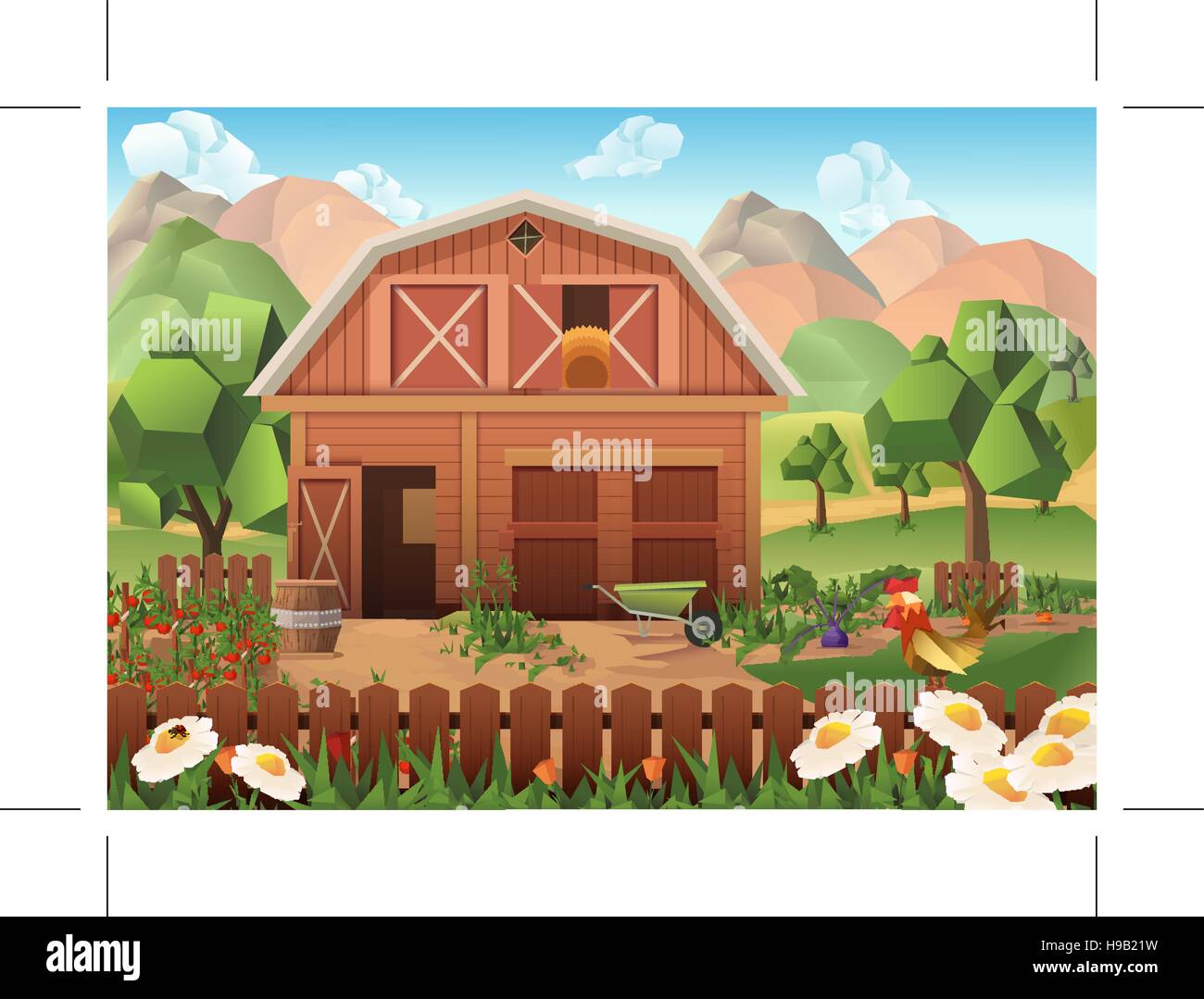Farm low poly, vector background Stock Vector Image & Art - Alamy