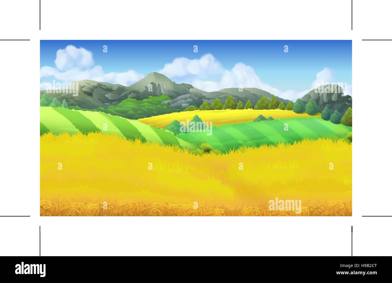 Agricultural landscape green wheat Stock Vector Images - Alamy