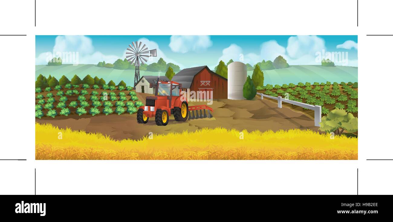 Panorama landscape scene farm Cut Out Stock Images & Pictures - Alamy