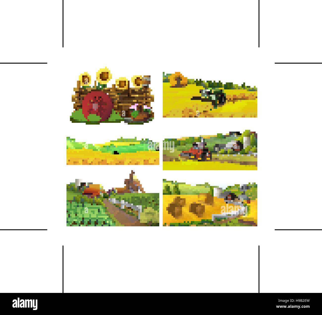 Farm, rural landscape, vector set Stock Vector Image & Art - Alamy