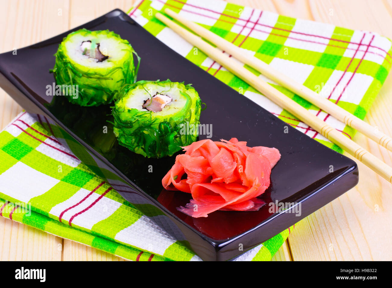 Sushi Roll with Chukoy, Salmon and Cheese. Studio Photo Stock Photo - Alamy