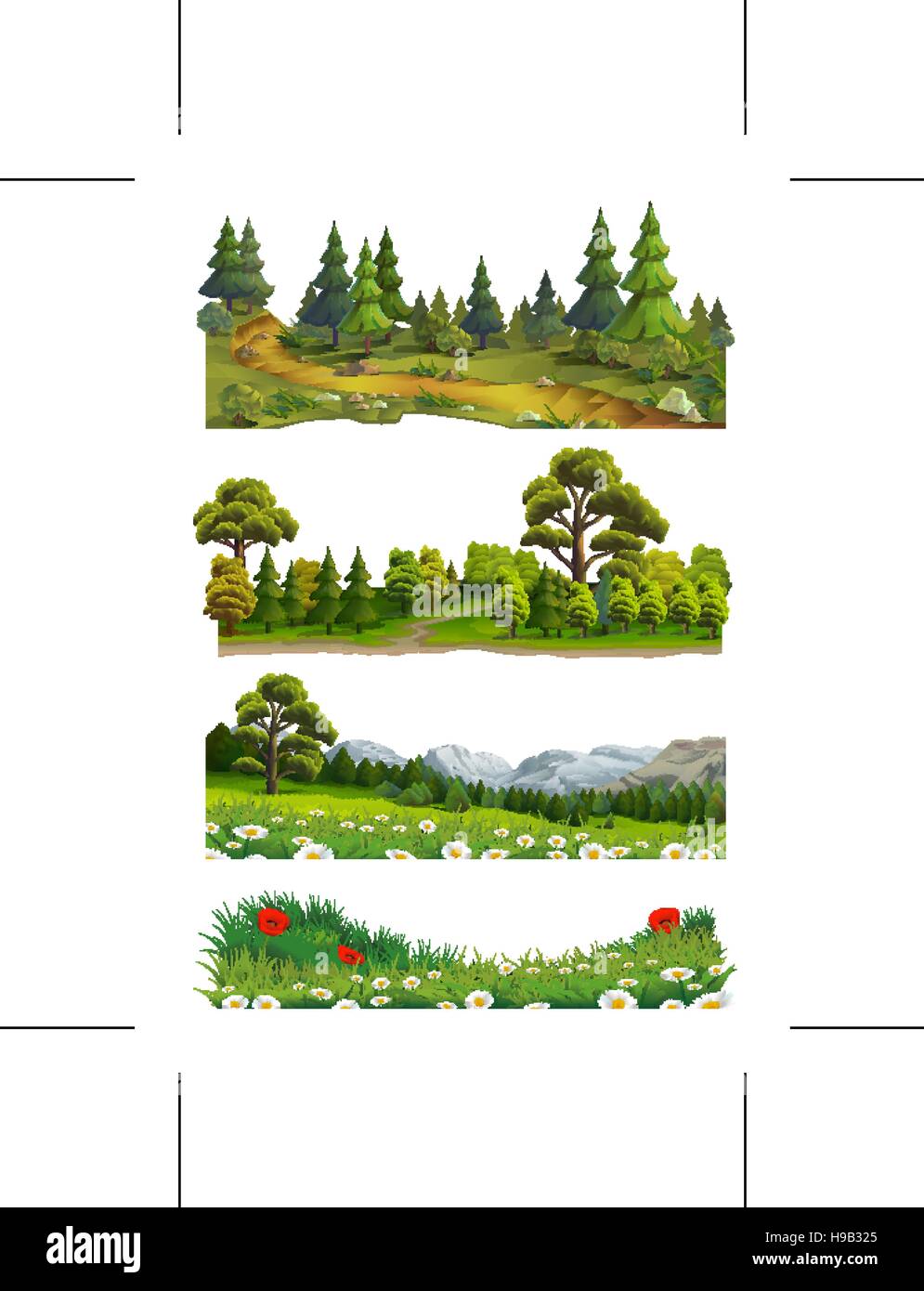 Nature landscape, vector set Stock Vector Image & Art - Alamy