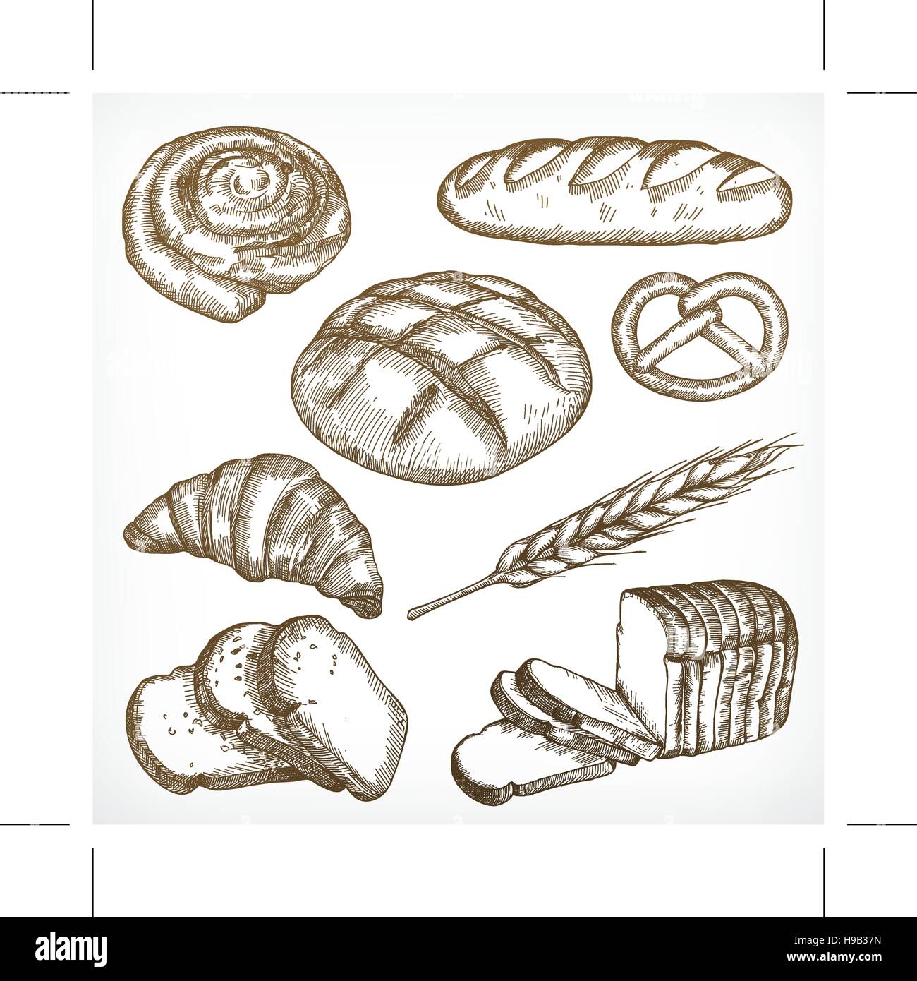 Bread sketches, hand drawing, vector set Stock Vector Image & Art - Alamy