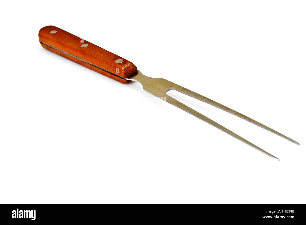 Old Fork with Wooden Handle Steak Isolated on White Background Studio ...