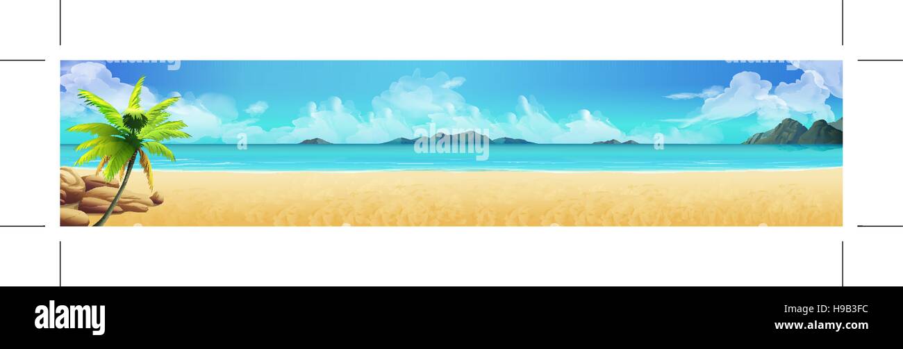 Sea panorama. Tropical beach. Vector background Stock Vector Image ...