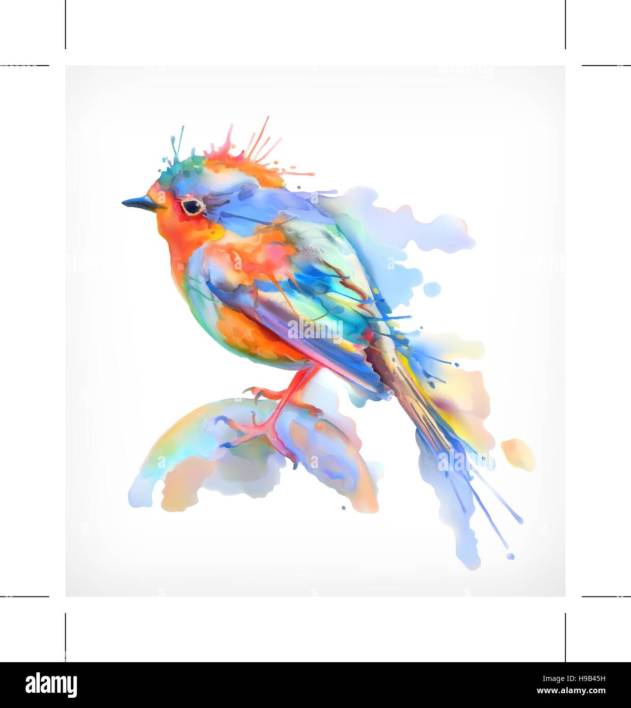 Little bird, watercolor illustration, isolated vector Stock Vector ...