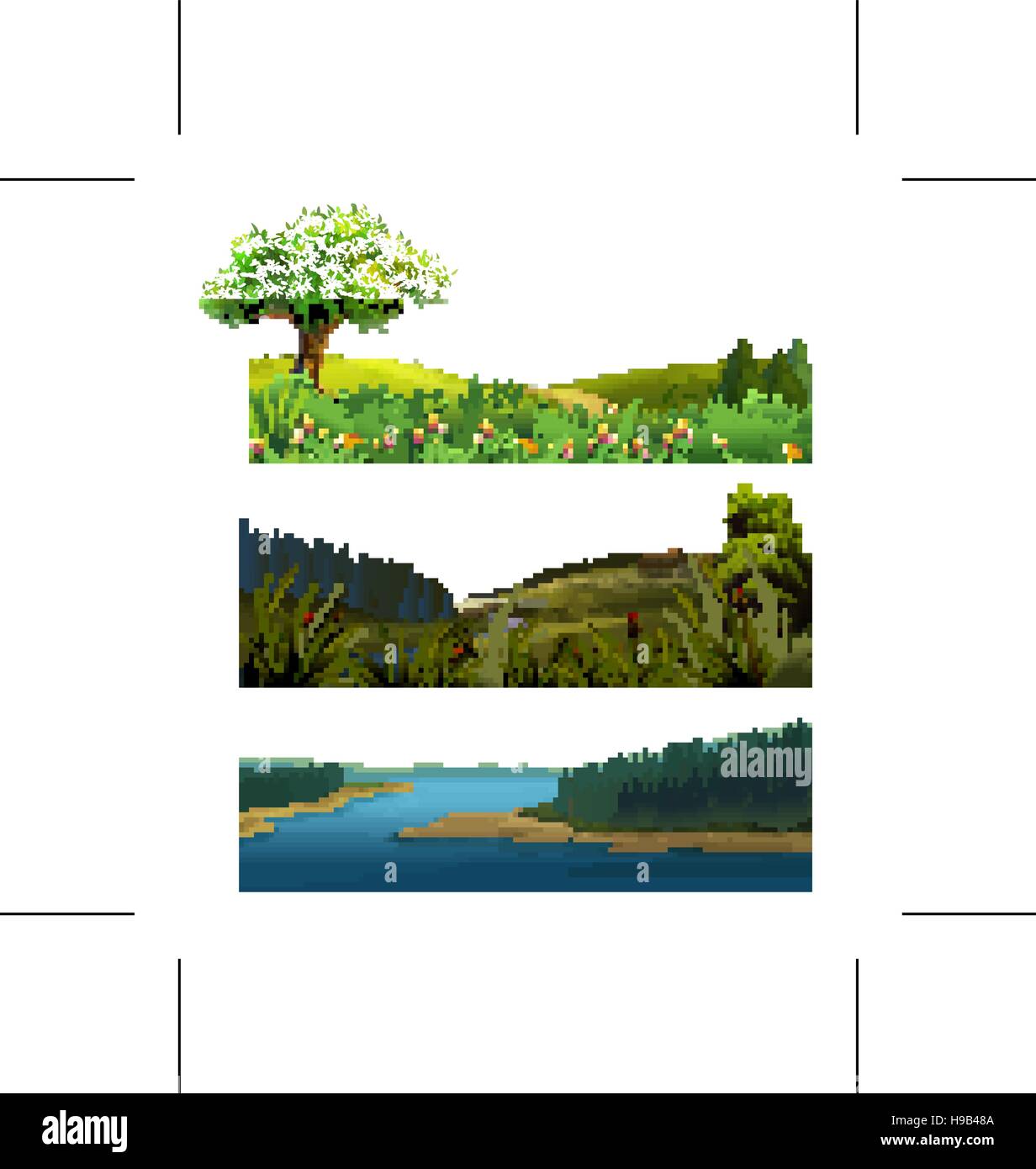 Nature landscape, vector set Stock Vector Image & Art - Alamy