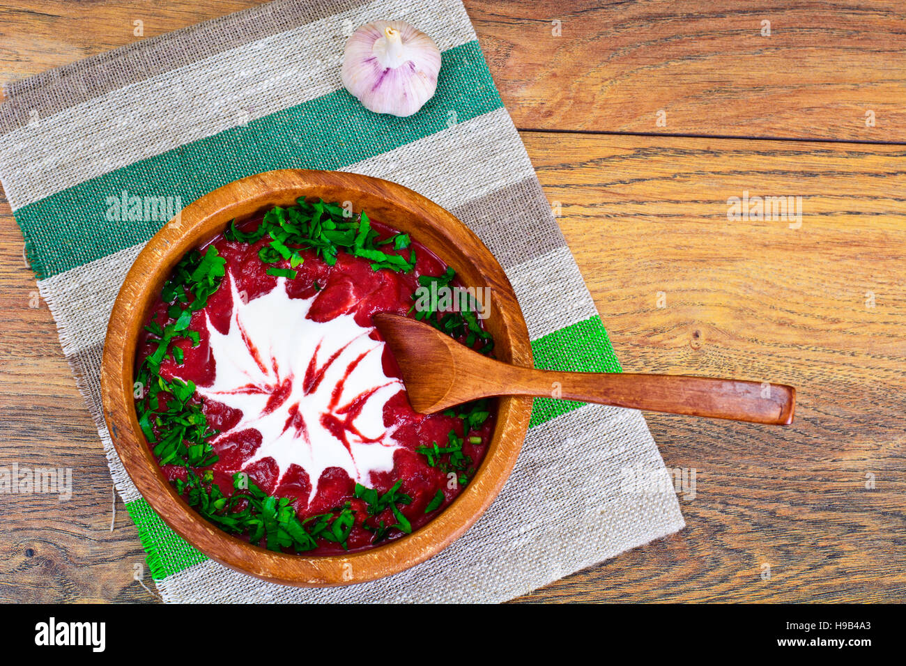 Beetroot Puree Soup with Sour Cream Studio Photo Stock Photo - Alamy
